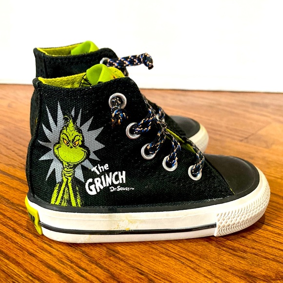 Converse | Shoes | Rare Dr Seuss Grinch Converse High Tops Sz 4 Unisex ...